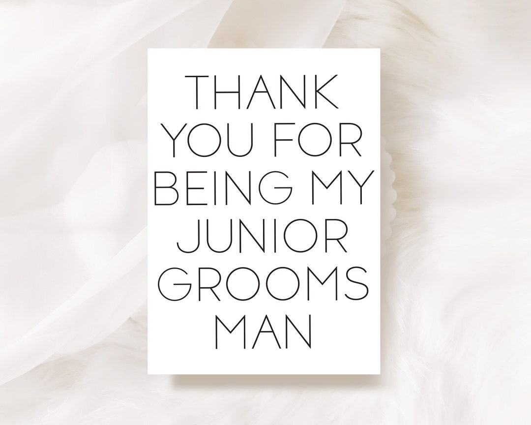 Thank You for Beinf My Junior Groomsman Card From Bride and Groom, Card ...