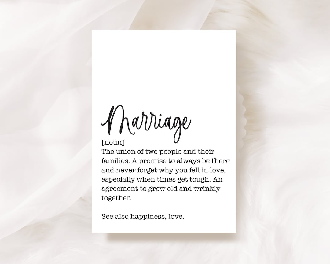 Definition of Marriage Card, Sentimental Card for Husband Wife ...