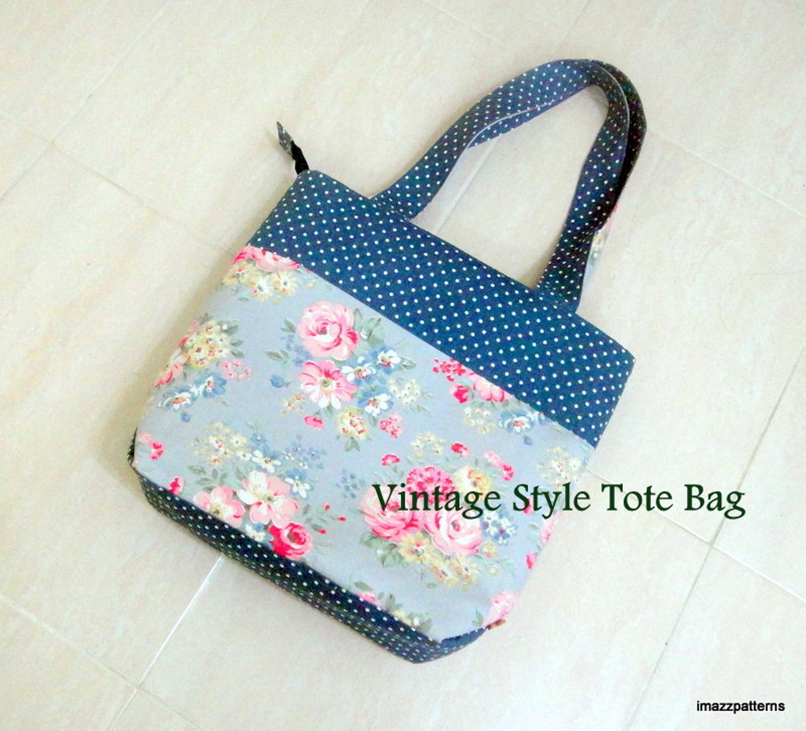 PDF Pattern Vintage Style Tote Bag Unique Bag Bottom - Etsy
