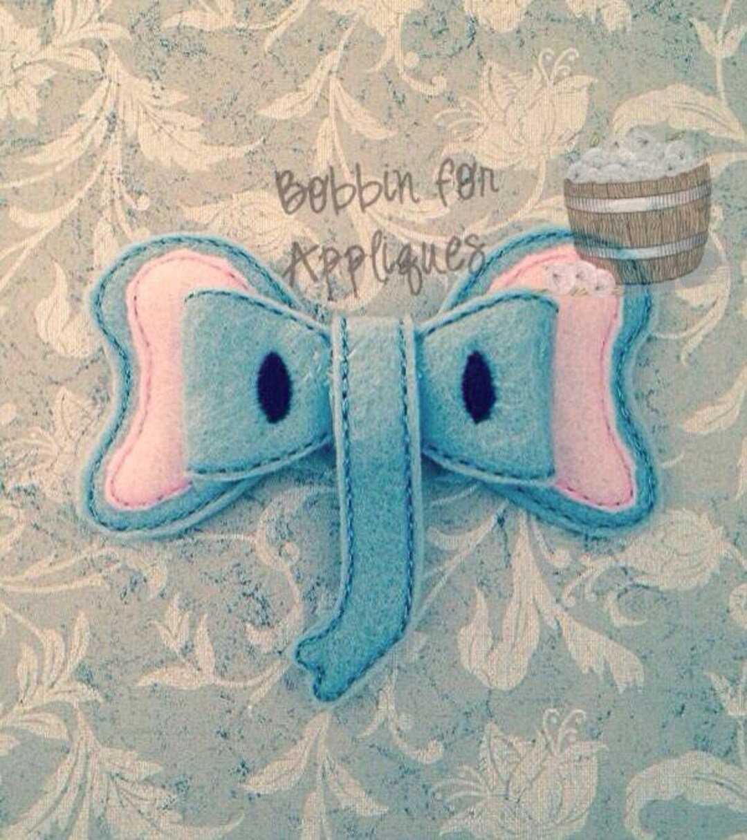Sweet Elephant Felt Bow Embellishment ITH in the Hoop Embroidery Design ...