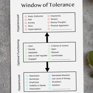 Window of Tolerance Worksheet: Mental Health, Therapist, Emotions ...