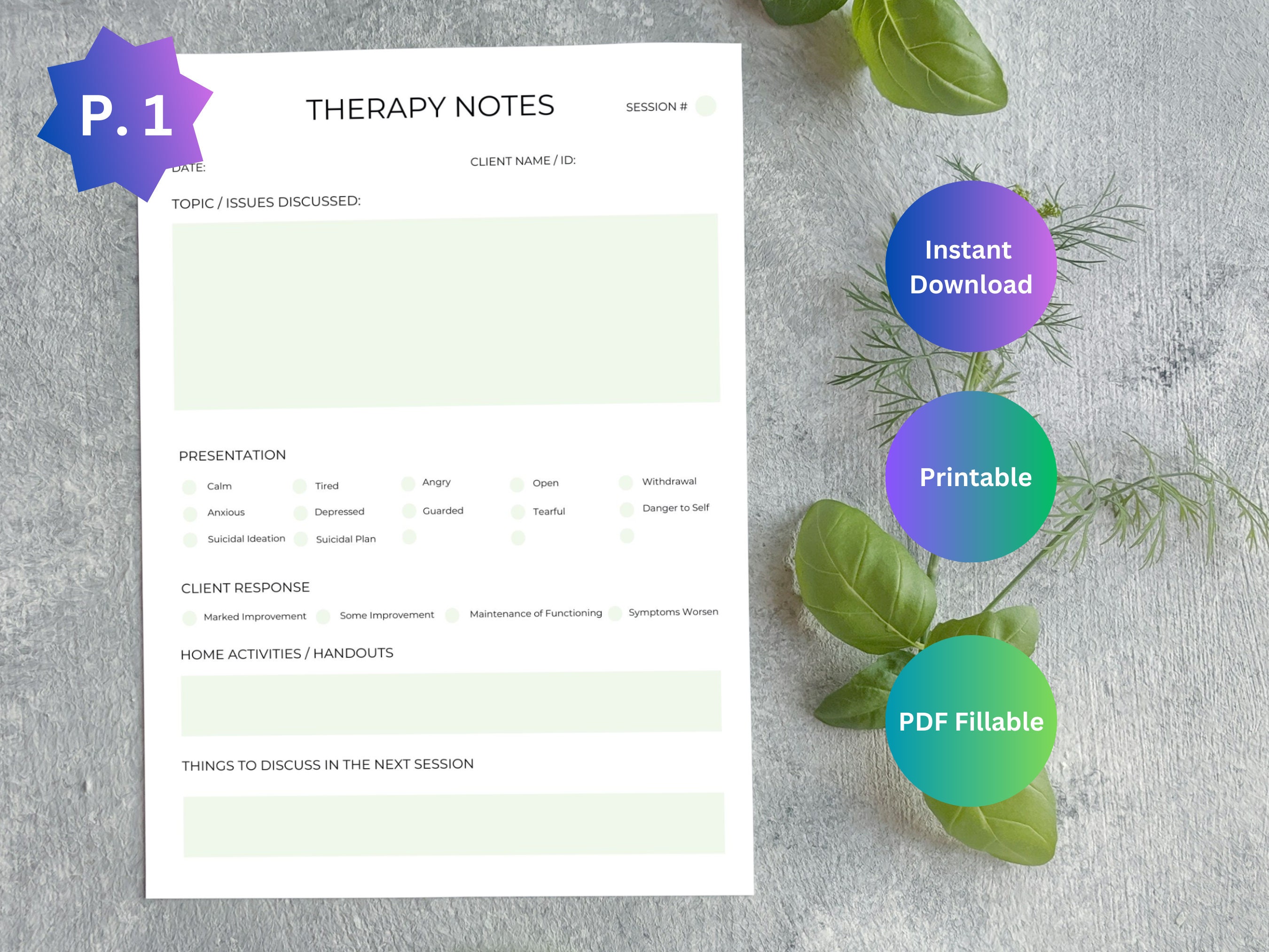 Therapy Note PDF Fillable, Therapist Note, Therapy Note Template, SOAP ...