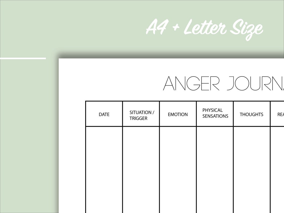 Anger Journal: Mental Health Anger Management Mood Emotion | Etsy