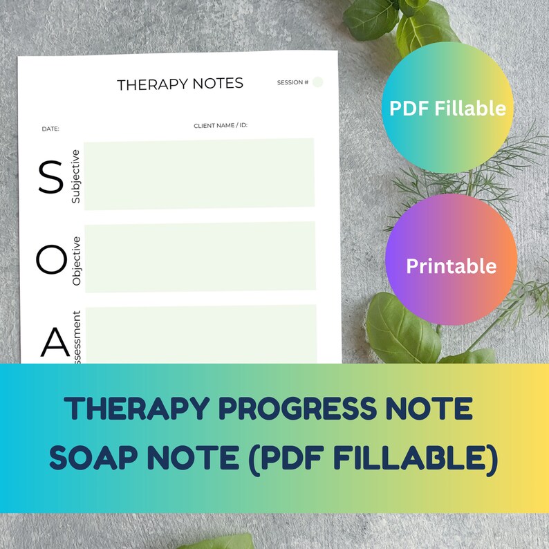 Therapy SOAP Note PDF Fillable, SOAP Note Template, Counseling Note ...