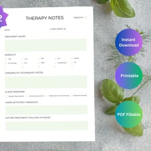 Therapy Note PDF Fillable, Therapist Note, Therapy Note Template ...
