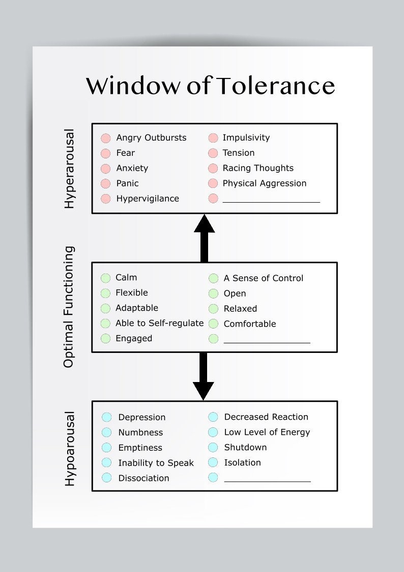 Window of Tolerance Worksheet: Mental Health, Therapist, Emotions ...