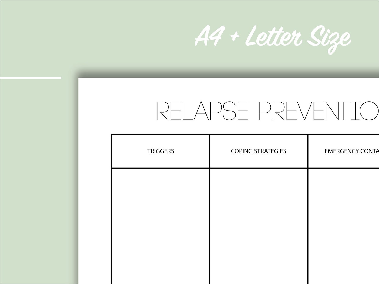 Relapse Prevention Plan Worksheet: Mental Health Addiction - Etsy
