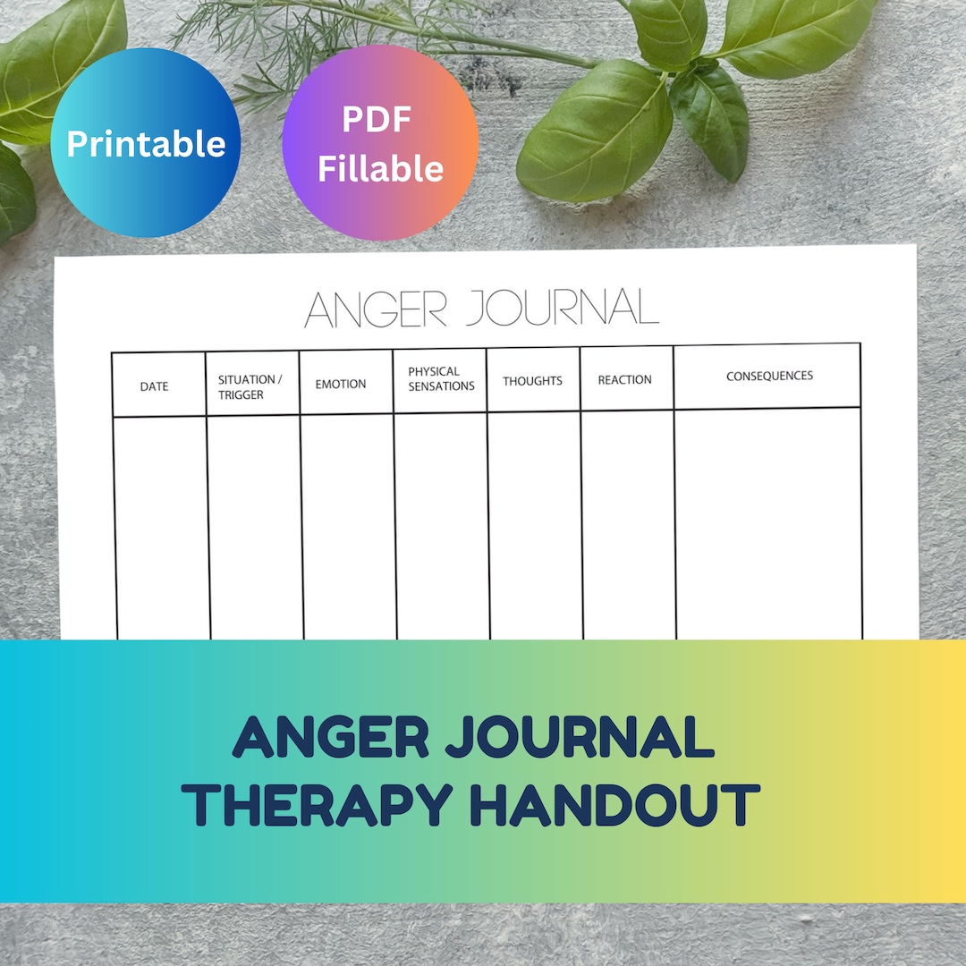Anger Journal Template, PDF Fillable, Anger Management, Anger Trigger ...