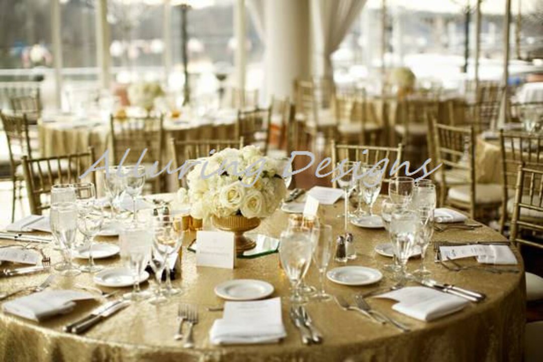 Gold Sequin Linens Tablecloth Runner Overlay Wedding Event Party ...