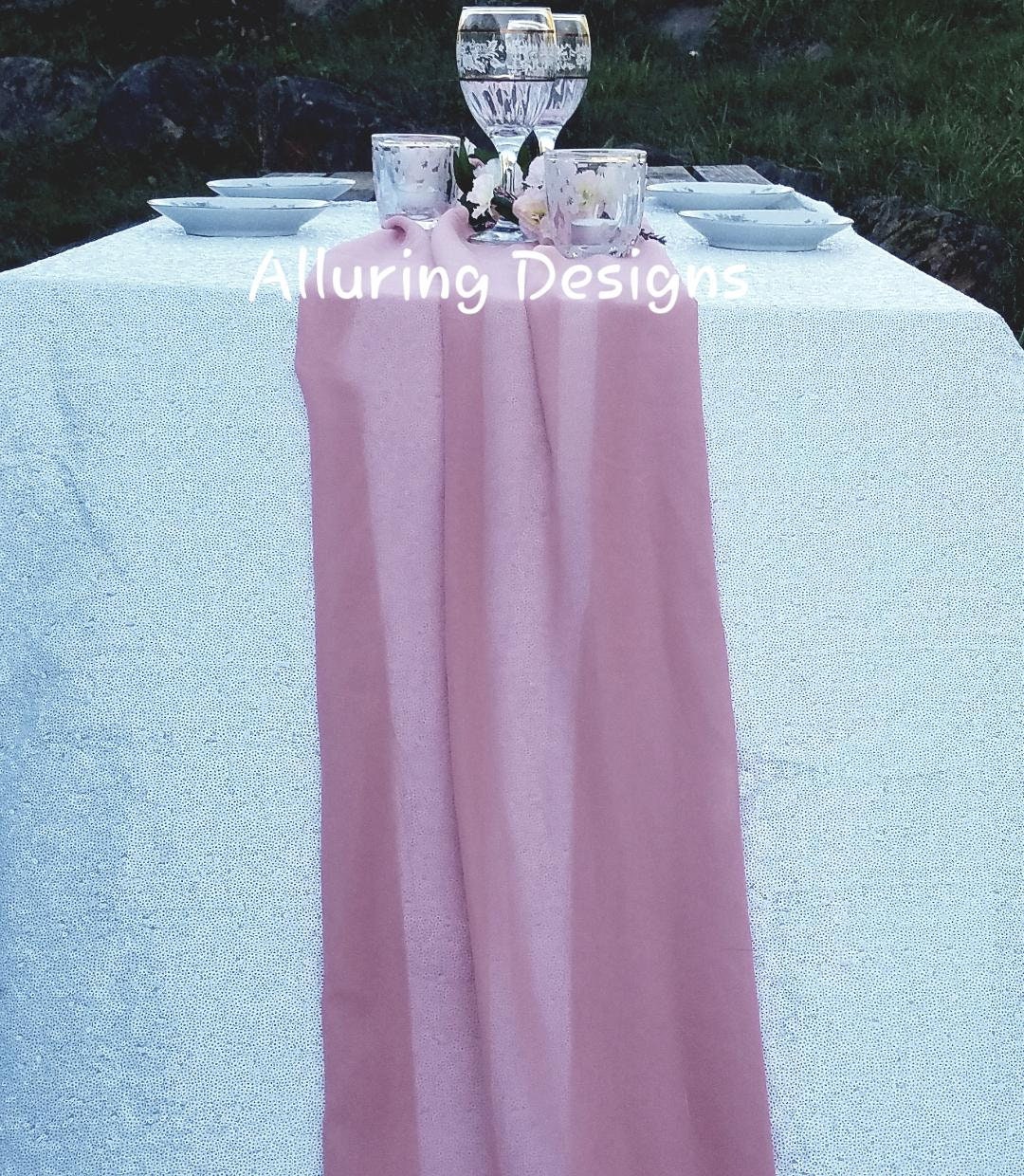 Romantic Chiffon Linens Tablecloth Runner Overlay Wedding | Etsy