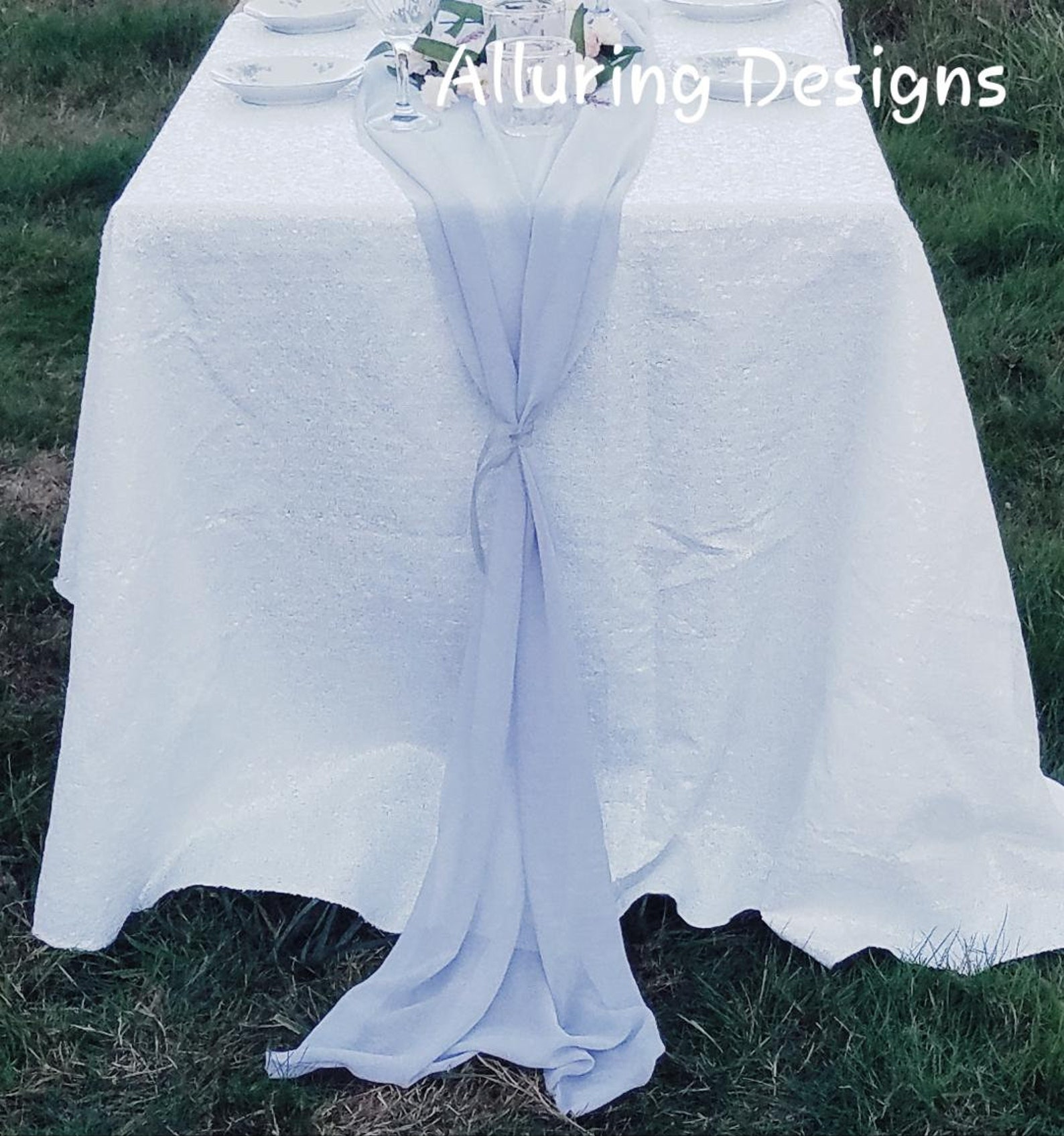 Romantic Chiffon Linens Tablecloth Runner Overlay Wedding | Etsy