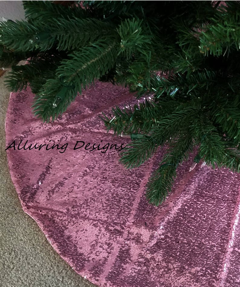 Sequin Tree Skirt Pink Holiday Christmas Tree Skirt Sparkly | Etsy