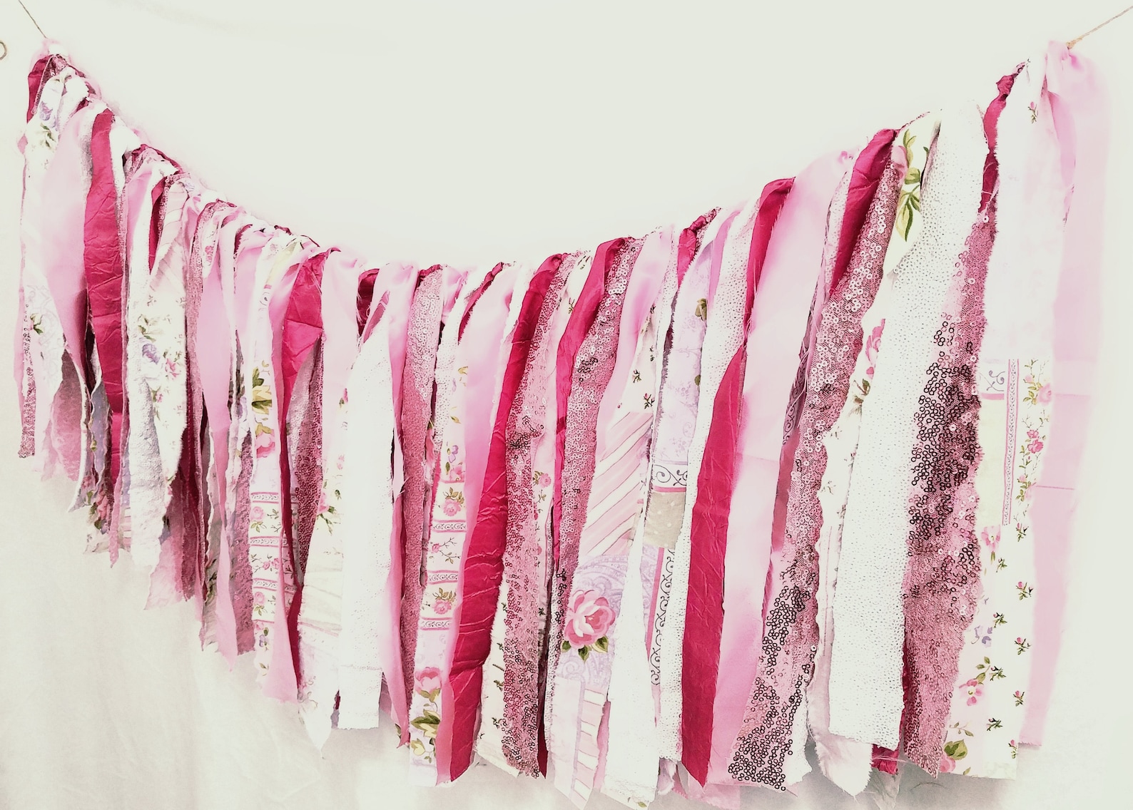 Pink White Sequin Flower Garland Banner Photo Prop Backdrop - Etsy