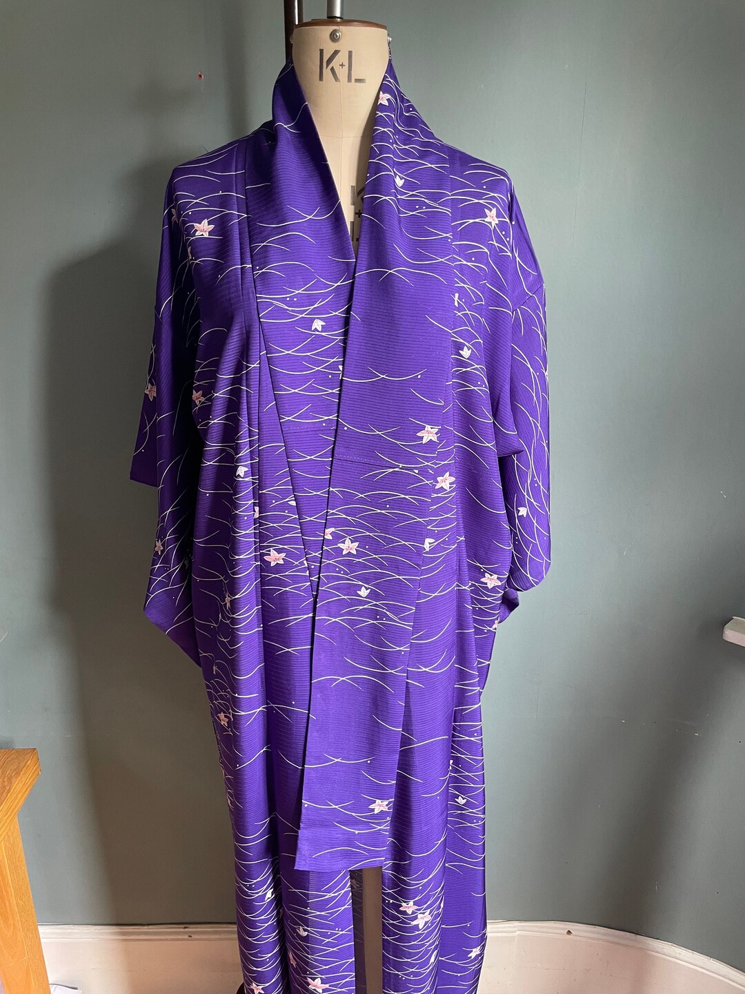 Silk Kimono Vintage Kimono Summer Kimono usumono Deep Purple Ground ...