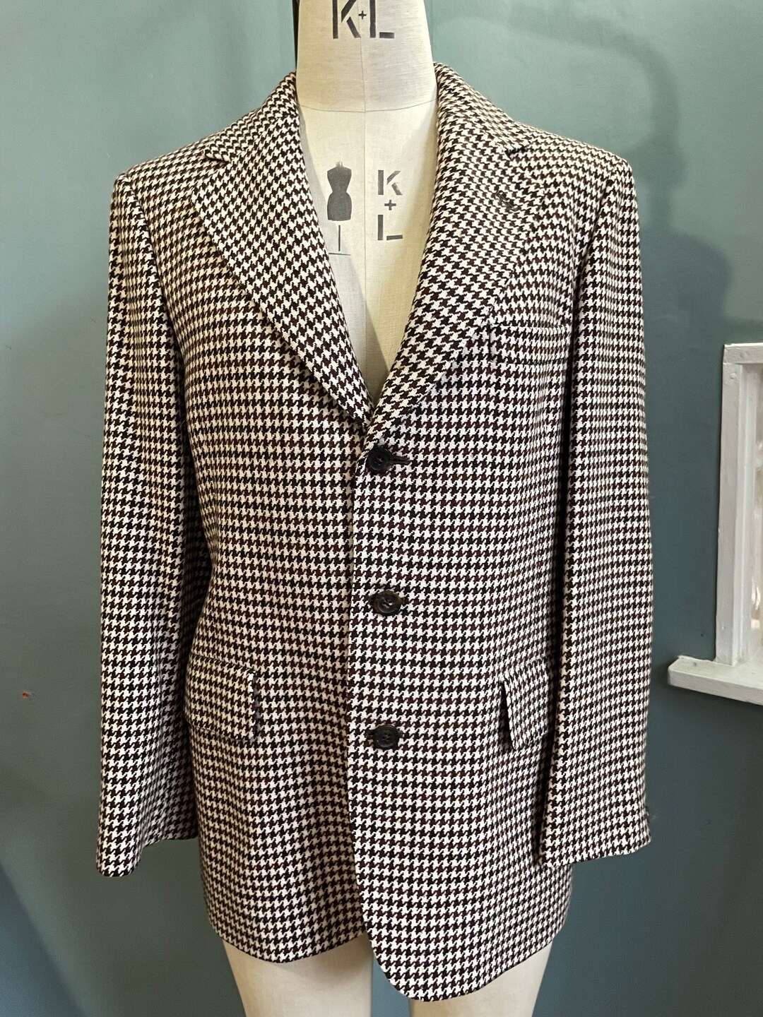 Vintage AQUASCUTUM Jacket in a Dogtooth Wool Check- Lined- Size 14 - Etsy