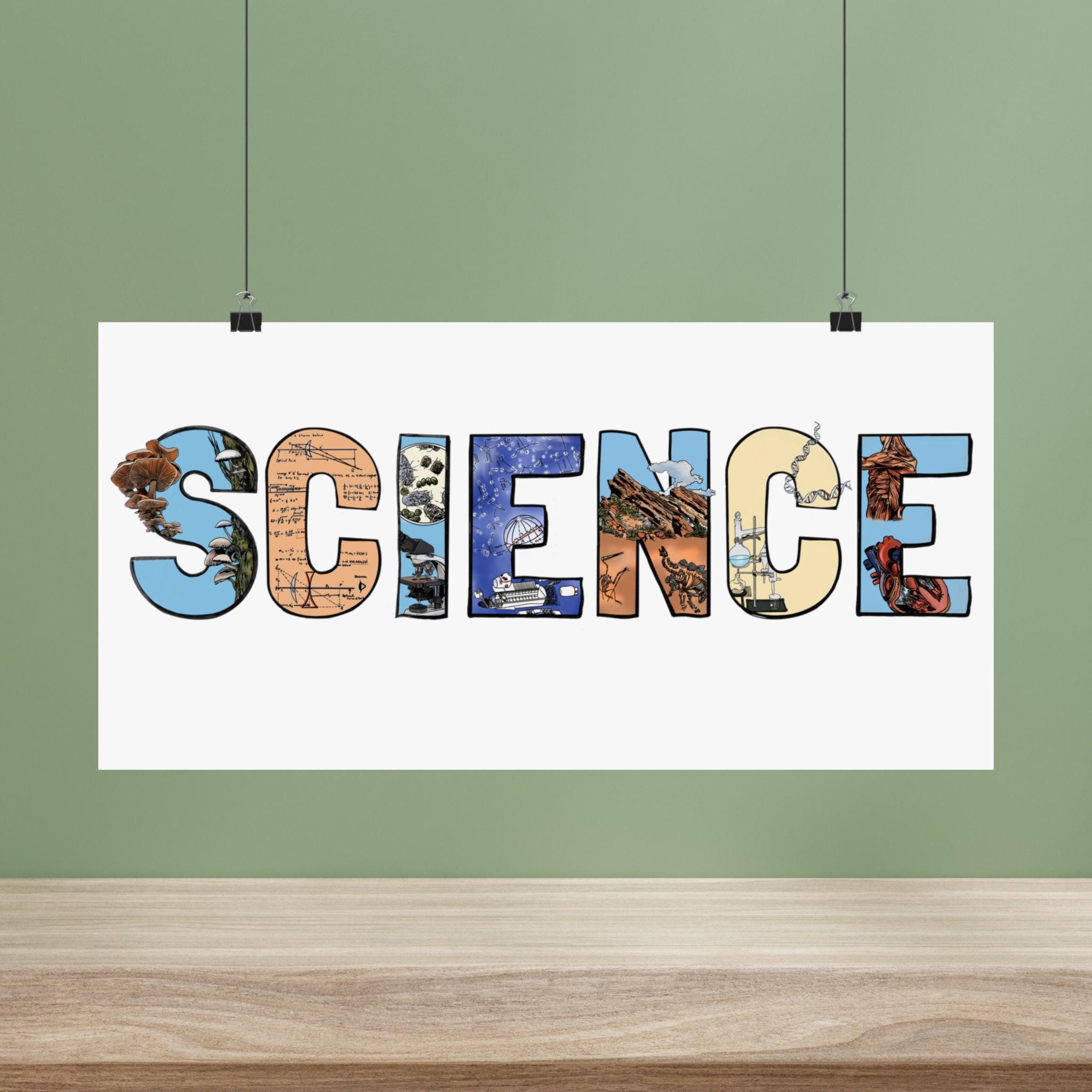 Science Poster Science Classroom Gift Illustrated Science Poster Wall ...