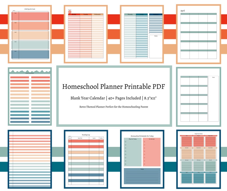 Homeschool Planner PDF Printable Retro School Planner PDF - Etsy