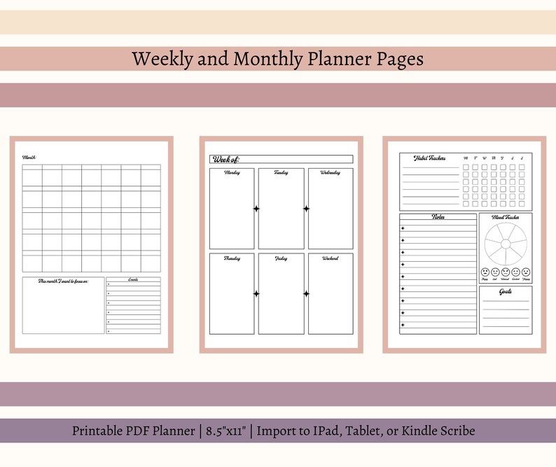 Daily Planner Printable Weekly Planner PDF Blank Monthly Planner ...