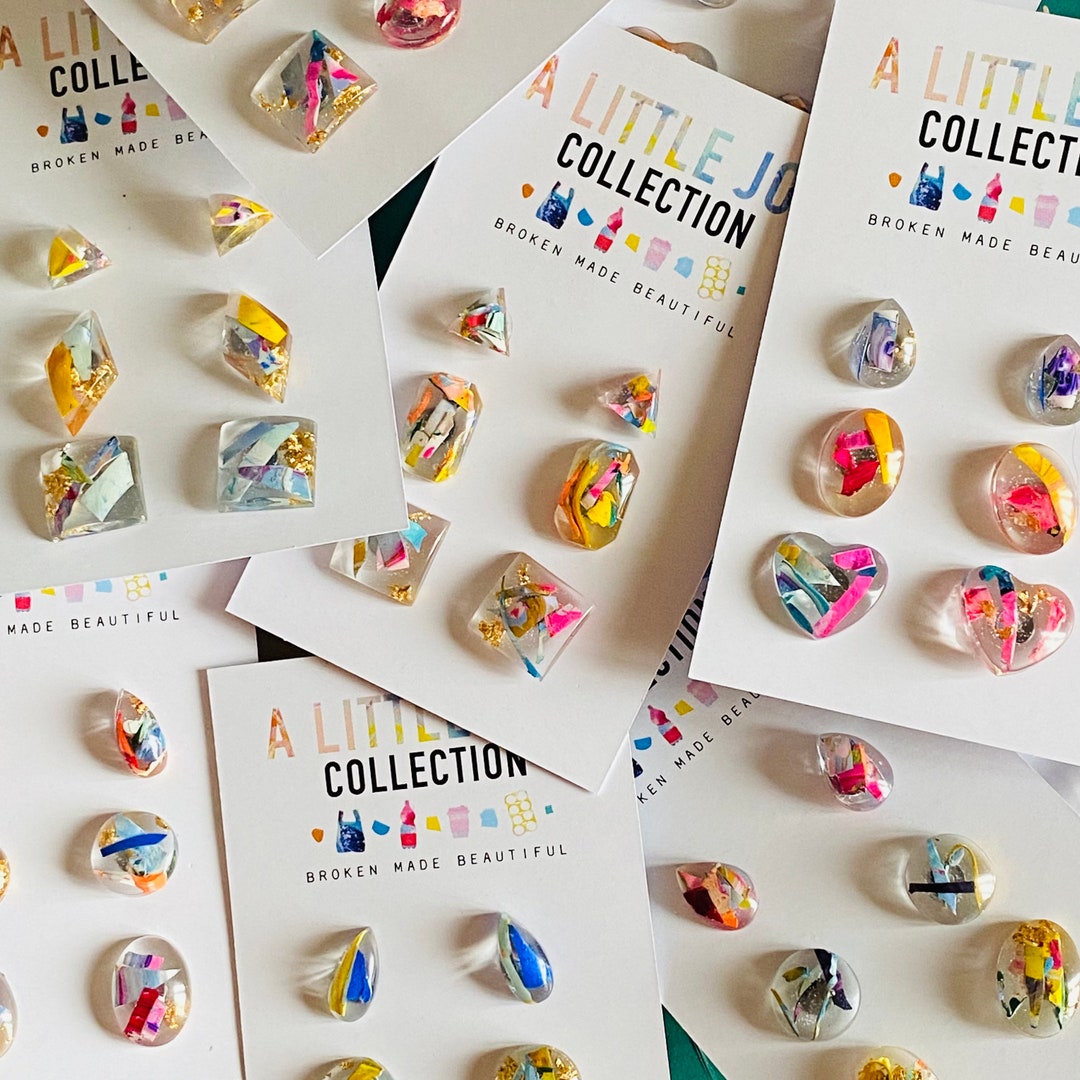 Paint Palette Mini Studs Earrings - Eco Resin Jewellery - Free UK ...