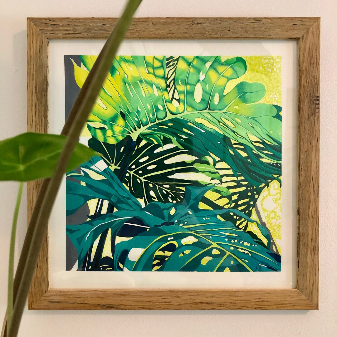 Monstera Leaves. Original Framed Painting Ready to Hang. - Etsy