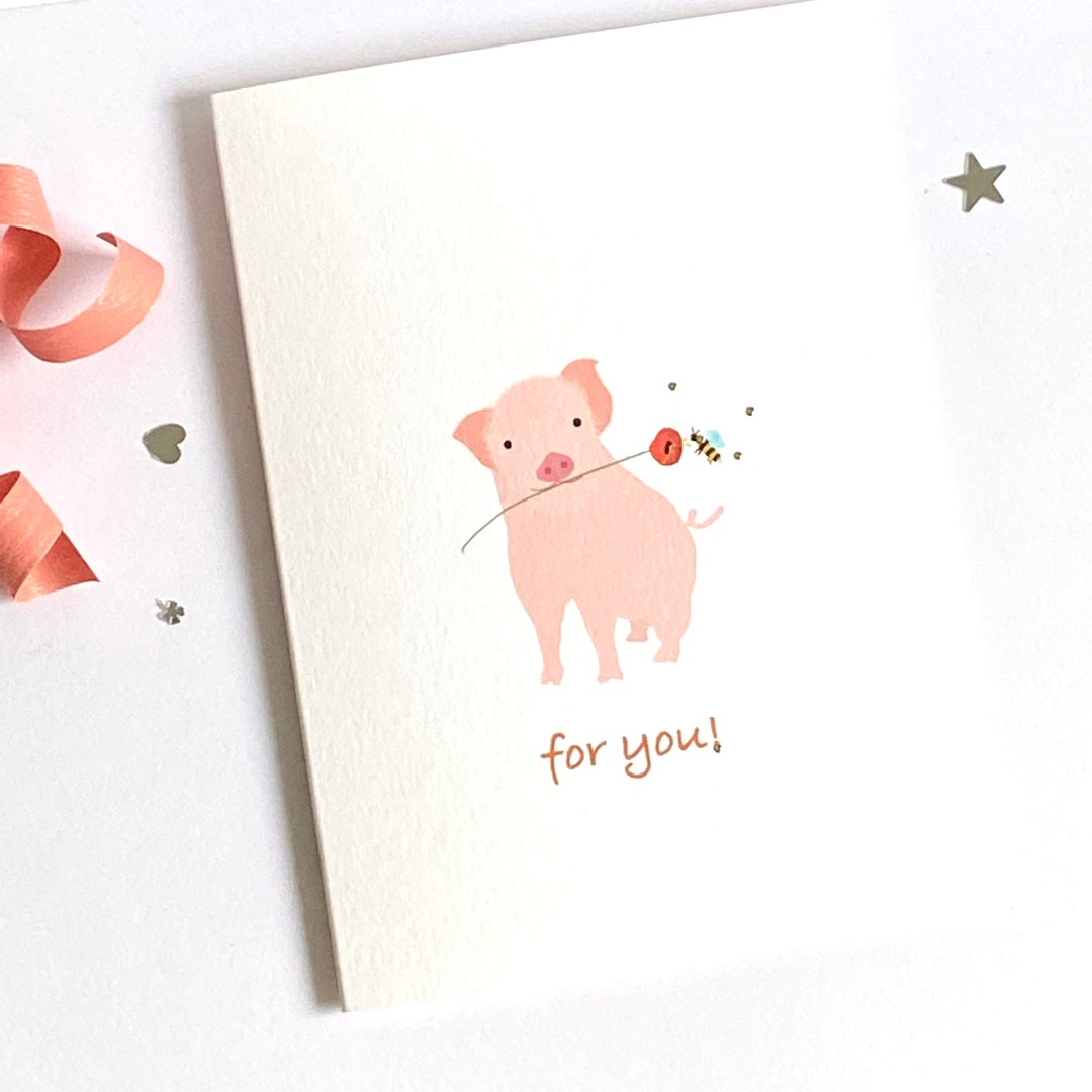 Piglet Cute Card, Piggy Birthday Card, Cute Mother's Day Card ...