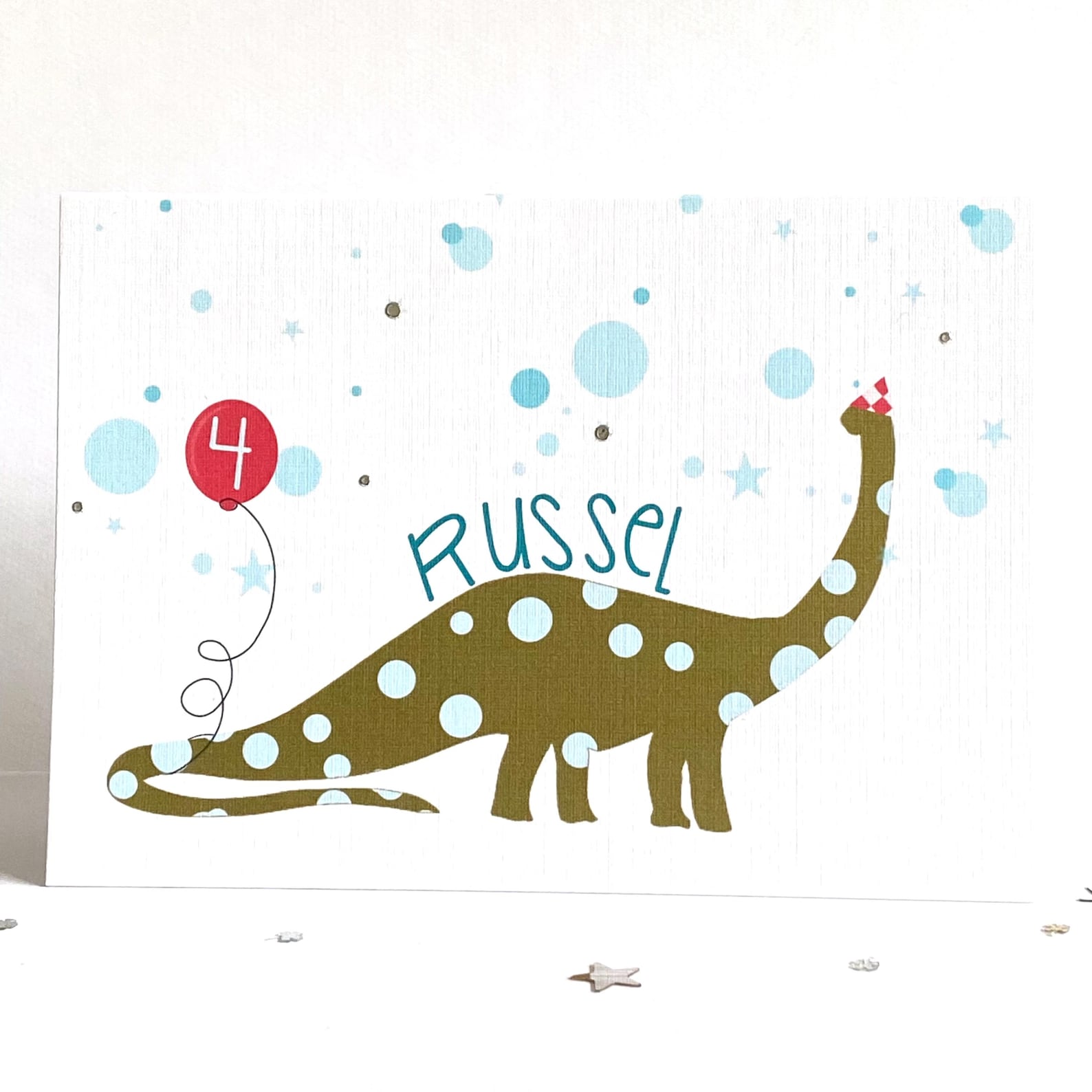 Personalized Dinosaur Birthday Card: Name & Age, Metallic Details - Etsy