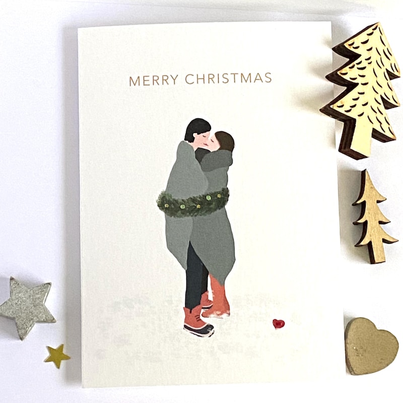Couple Christmas Card - Etsy