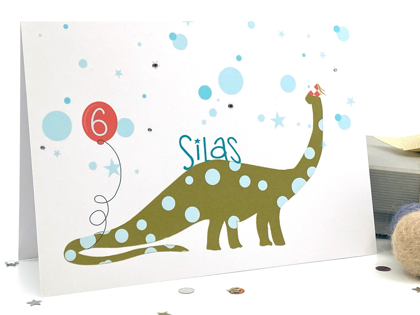 Personalized Dinosaur Birthday Card: Name & Age, Metallic Details - Etsy