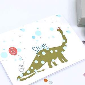 Personalized Dinosaur Birthday Card: Name & Age, Metallic Details - Etsy
