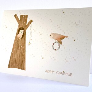 Owls Christmas Card: Woodland Animals, Gold & Copper Details - Etsy