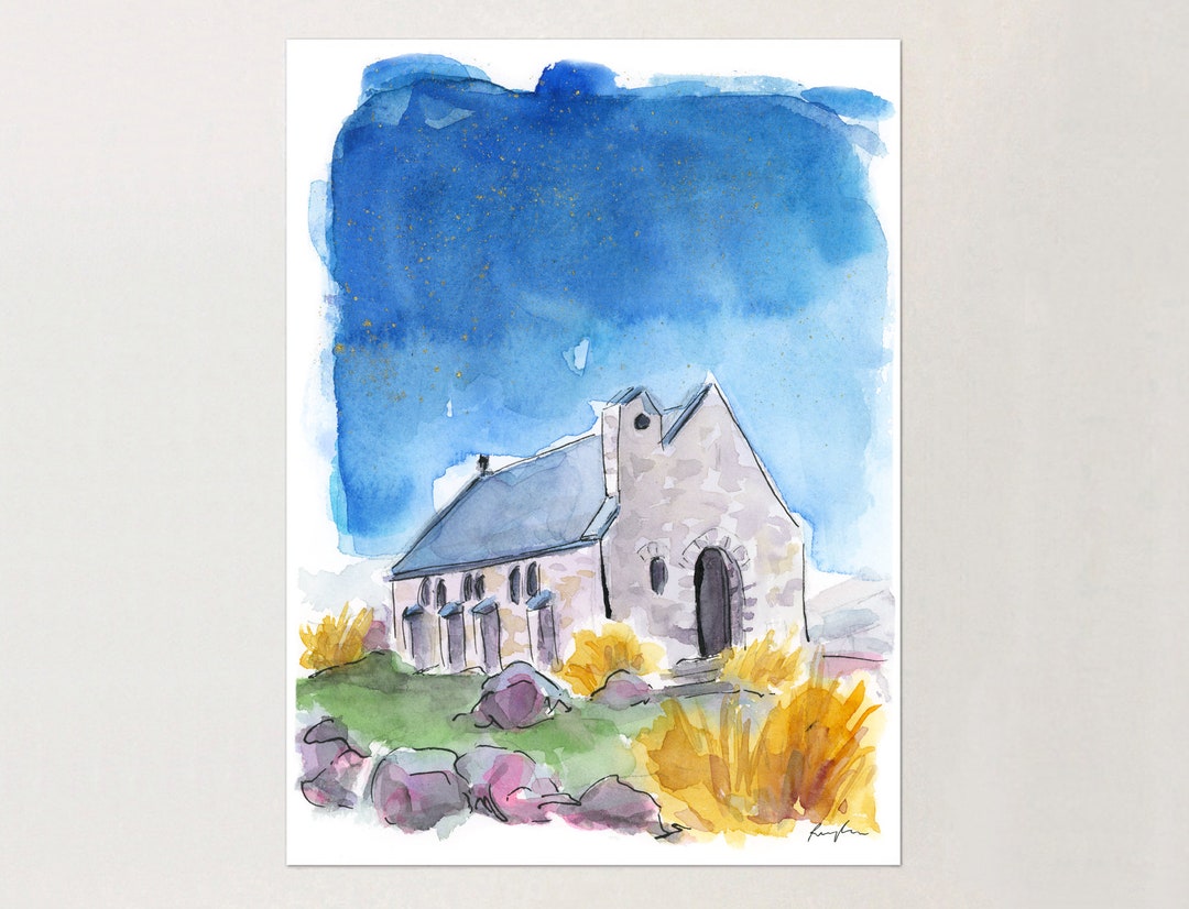Lake Tekapo, New Zealand Watercolor Print From Original Painting Kiwi ...