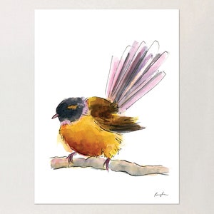 Fantail Watercolor Print | NZ Bird | Original Painting | Illustration ...