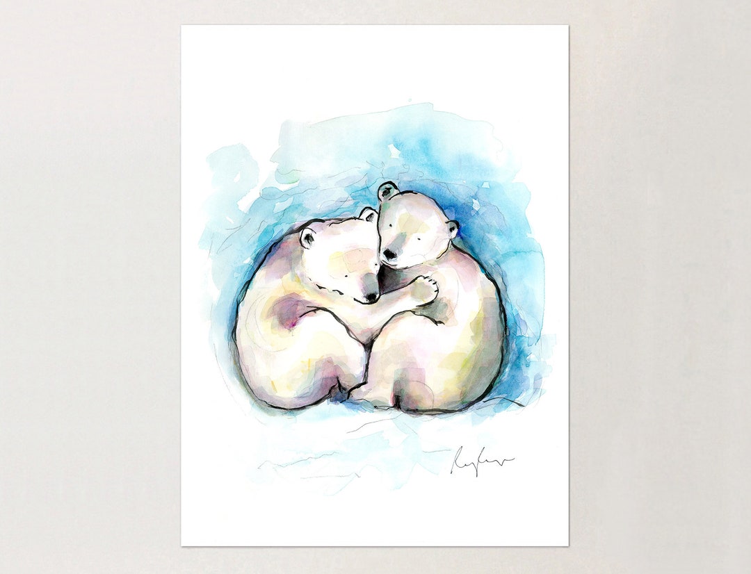 Polar Bear Cubs Watercolor Print From Original Painting Nursery Decor ...
