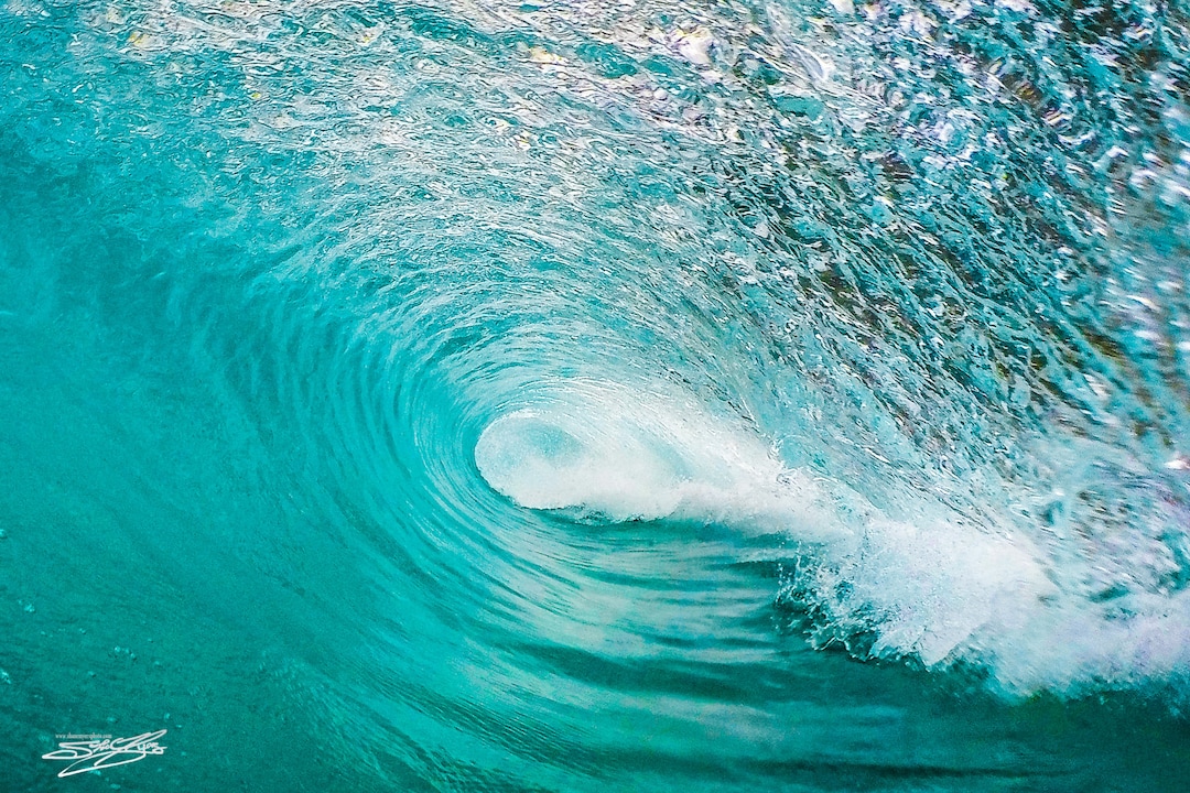 Surf Wave Barrel Photo Print Wall Art in Hawaii of Surfing Ocean Beach ...