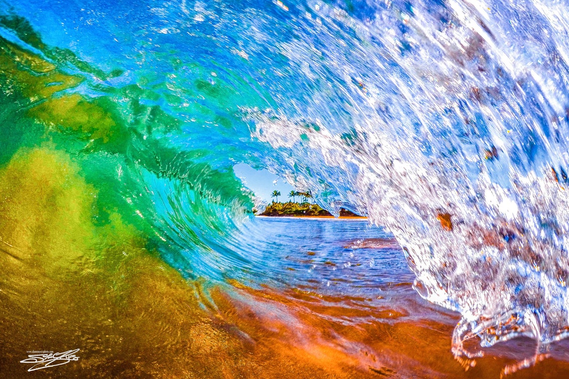 Hawaiian Big Wave Surf Fine Art Print Titled red - Etsy