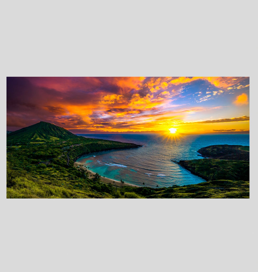 Panoramic Aluminum Fine Art Print of an Unreal Sunrise at Hanauma Bay ...