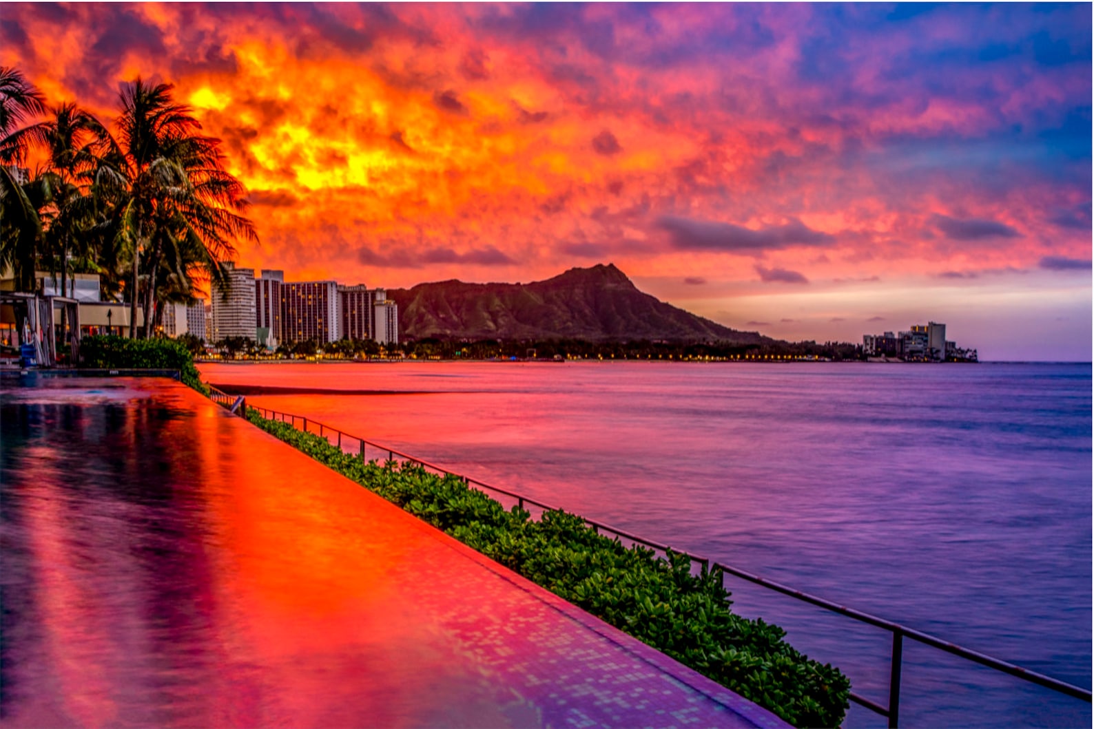 Pink Sky Waikiki Unreal Scenic Hawaii Sunrise at Diamond Head | Etsy