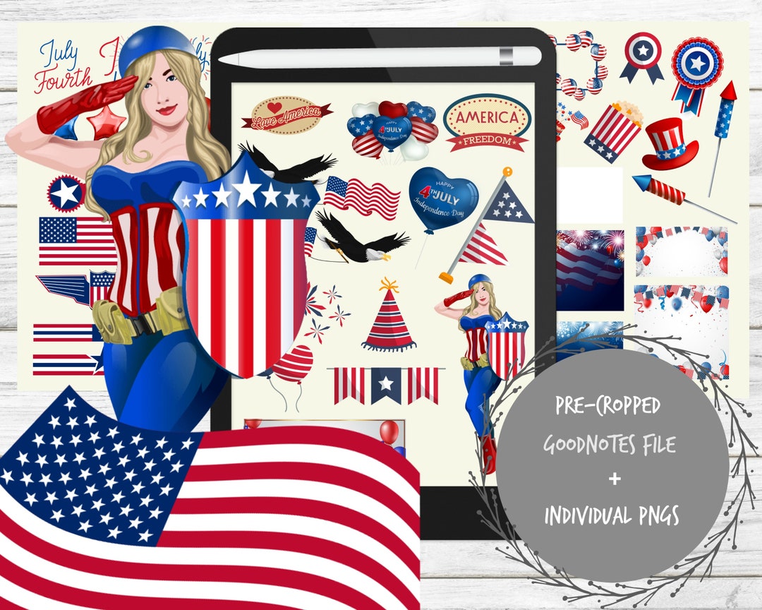 INDEPENDENCE DAY Digital Planner Stickers for Goodnotes/ iPad Stickers ...