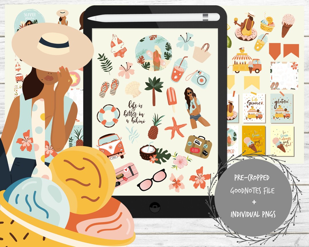 HELLO SUMMER Digital Planner Stickers for Goodnotes/ iPad Stickers ...