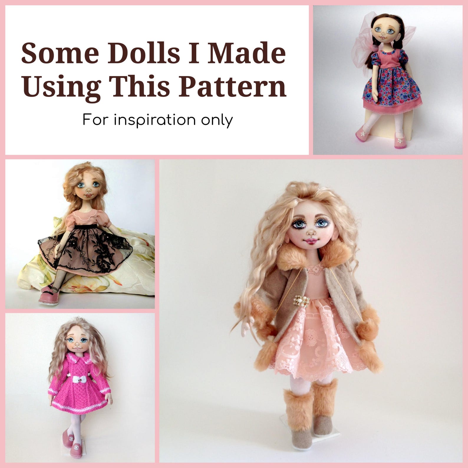 Textile Doll Pattern & Tutorial PDF 11 Inch Cloth Doll Sewing Pattern ...