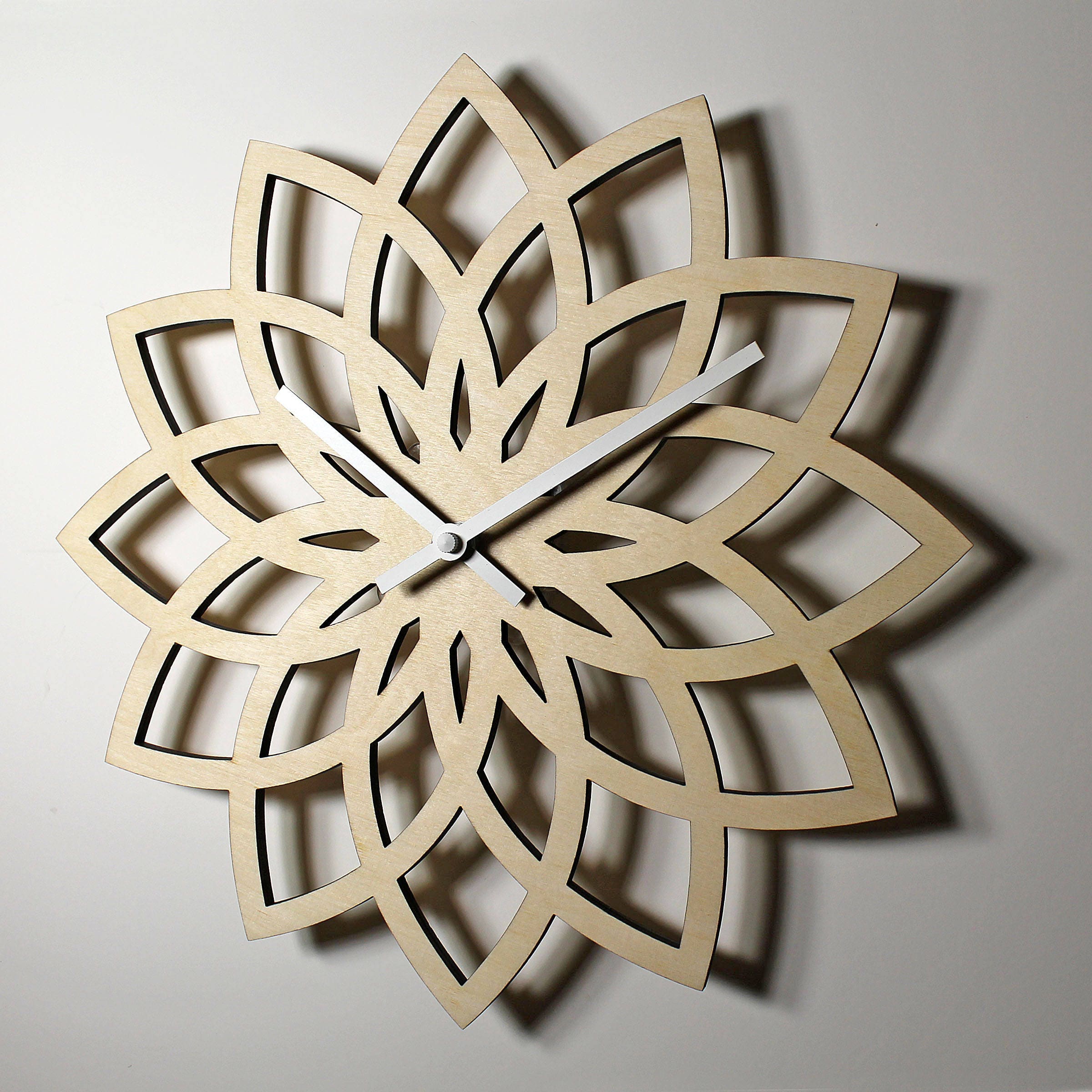 laser cut wall clocks laser cut clocks wooden clock lotus | Etsy