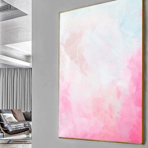 Pink Oxygen Abstract Art Print White Painting Home Decor - Etsy UK