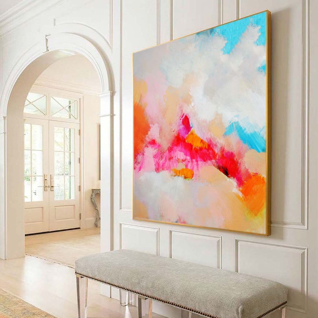 Tangerine Clouds Abstract Art Print Bright Modern Home Decor - Etsy