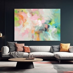Blush Achillea Abstract Art Print, Pastel Coral Pink Aesthetic, Sage ...