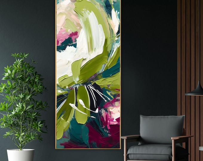 Long Narrow Wall Art, Tall Narrow Wall Art, Vertical Wall Art, Long ...