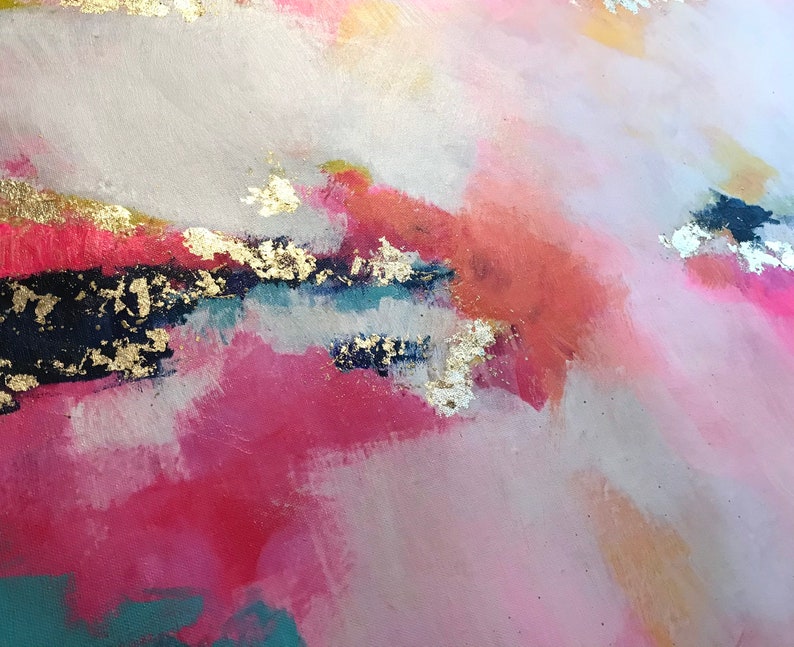 Miami Beach Abstract Print in Bright Tropical Colours Gold | Etsy