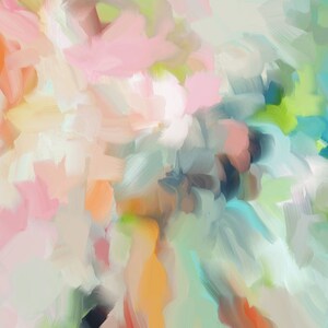 Blush Achillea Abstract Art Print, Pastel Coral Pink Aesthetic, Sage ...