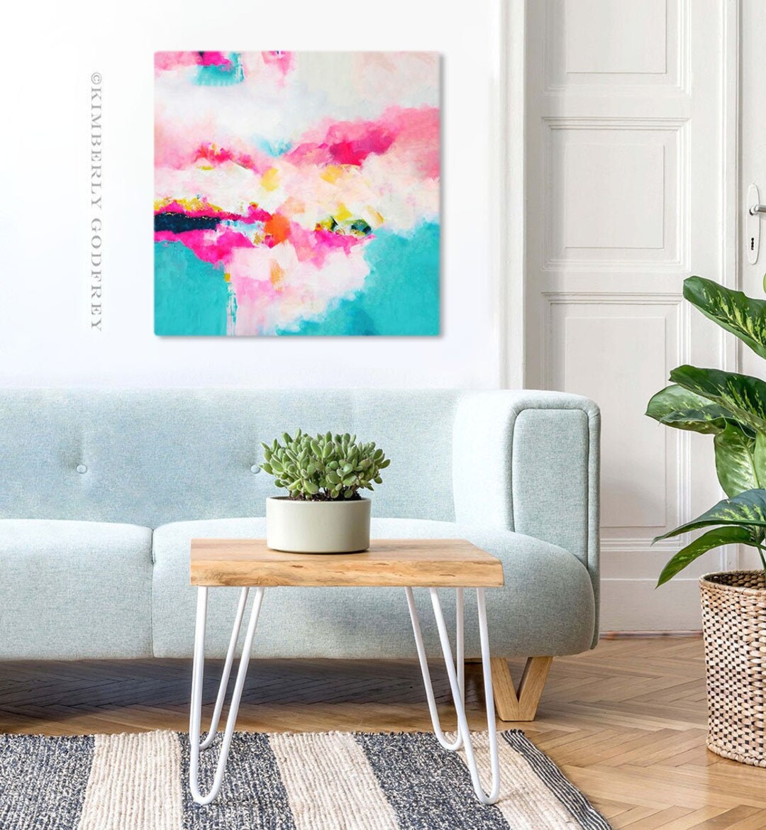 Miami Beach Abstract Print in Bright Tropical Colours, Gold Leaf ...