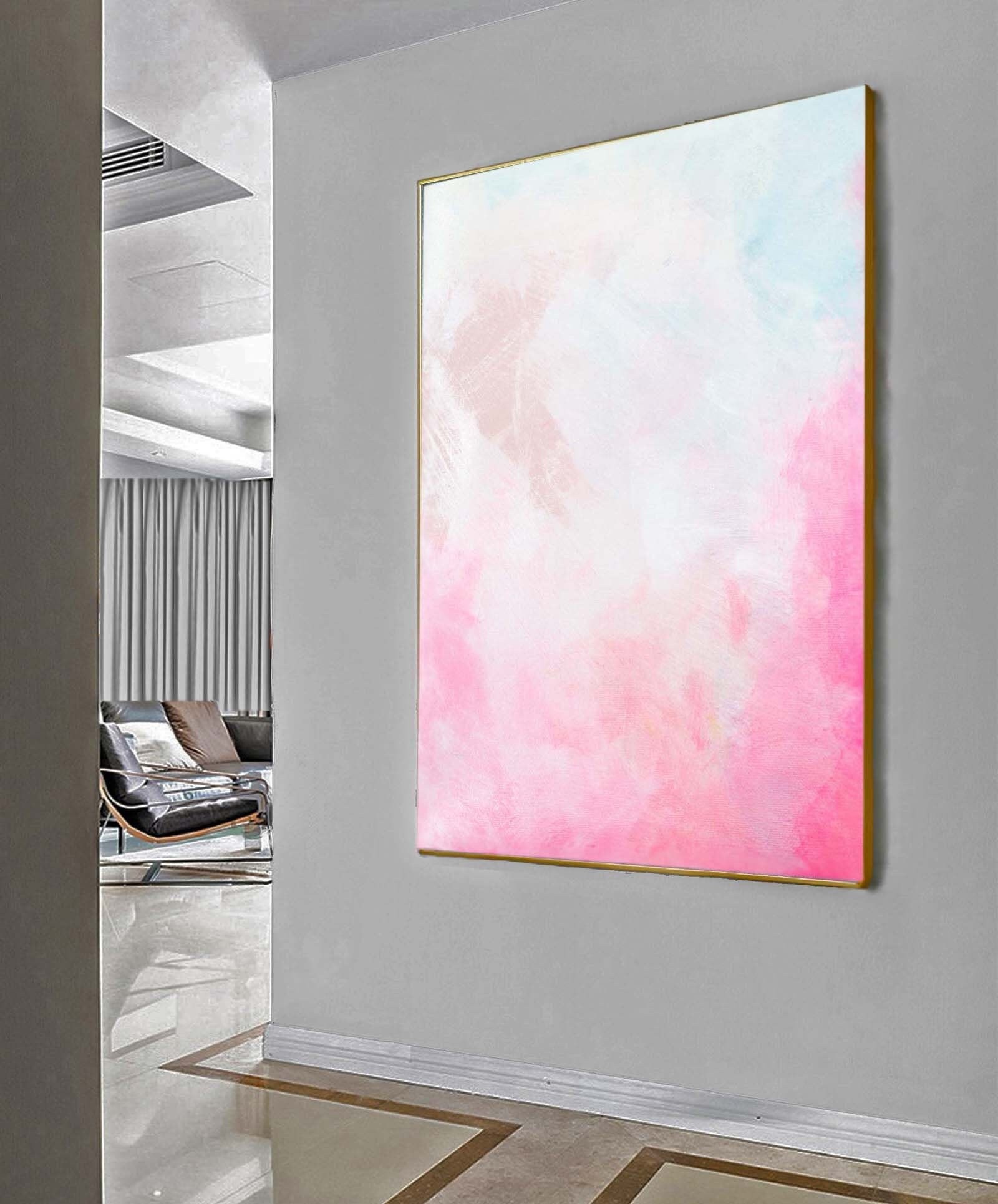 Pink Oxygen Abstract Art Print White Painting Home Decor | Etsy UK
