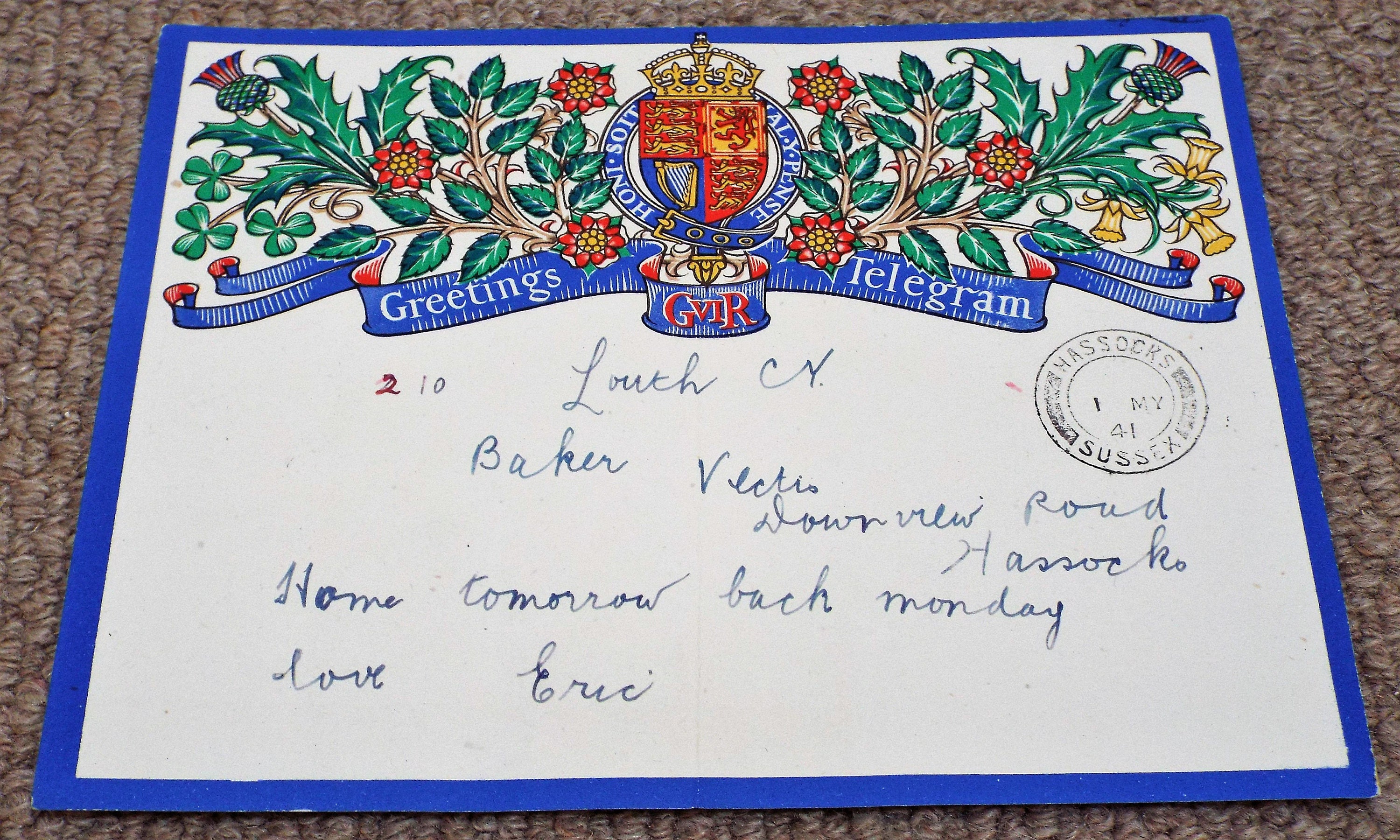 Vintage 1941 GPO King George VI Greetings Telegram Post - Etsy UK